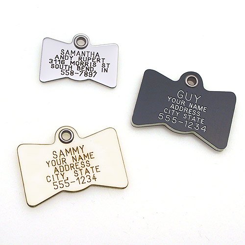 Pet ID Tag - Bowtie - Custom engraved dog & cat ID tags. Pet safety tag ...
