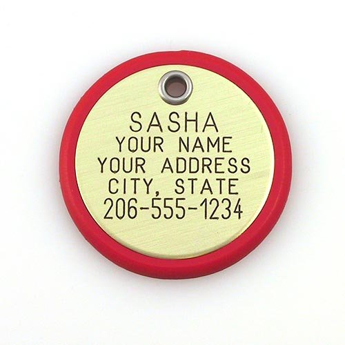 Pet ID Tag - Round Plastic Frame Tag - Our custom engraved dog & cat ...