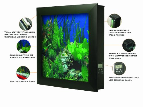 Aquavista 500 Wall Mounted Aquarium with Whitestone Background, Black ...